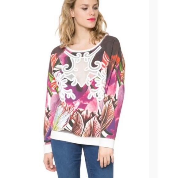 Desigual | Sweaters | Desigual Sulce Top Sweatshirt Pullover Floral ...